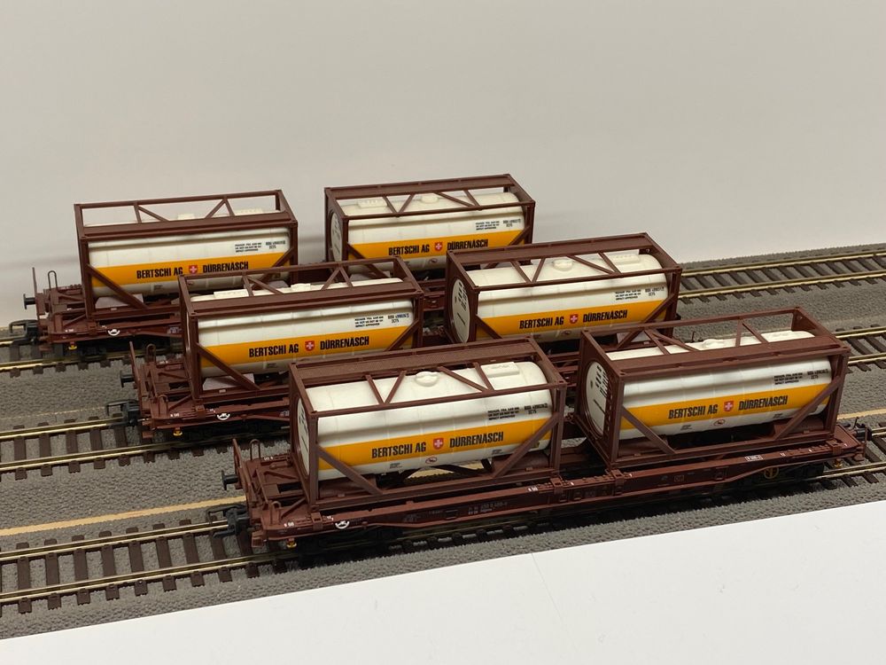 TRIX 24329 (H0 GS) Set mit drei Containerwagen „BERTSCHI“ (Gebraucht ...