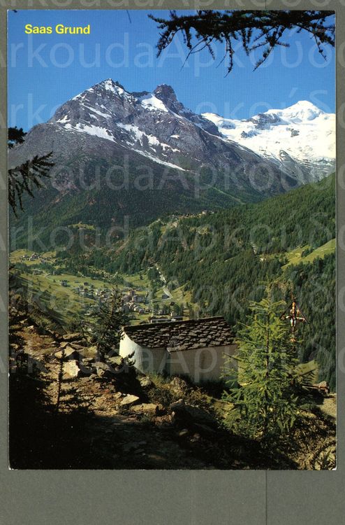 AK color Saas Grund VS Egginer, Allalinhorn ≈ 1990 (Gebraucht) in Basel für CHF 2.5 – mit ...