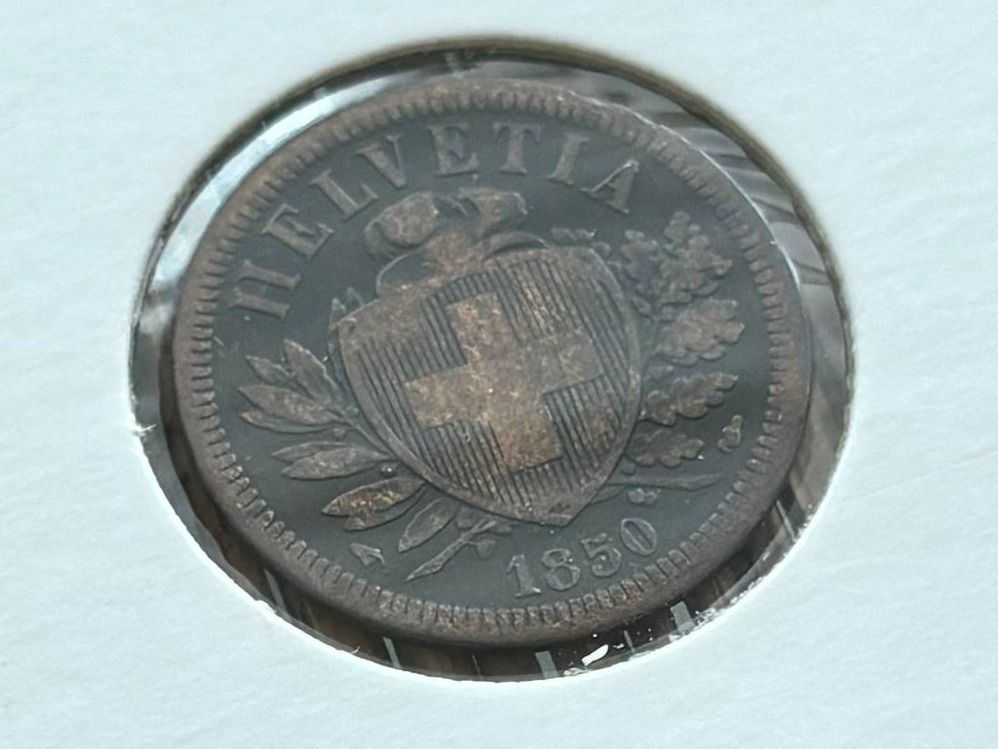 Schweiz 2 Rappen 1850 A Schild mit Freiheitshut Wappen (Gebraucht) in Speicher für CHF 3 – nur ...