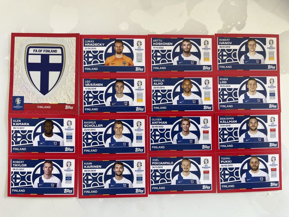 UEFA Euro 2024 Topps Sticker TEAM FIN KOMPLETT FIN 1- FIN15 | Kaufen ...