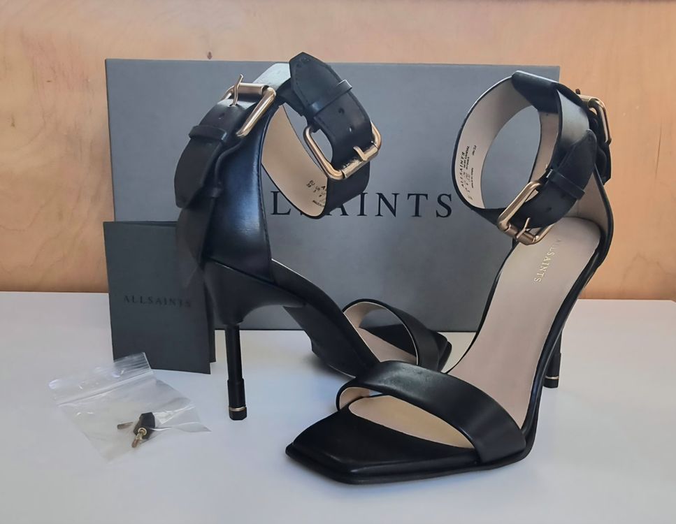 AllSaints Stiletto Sandals with Buckles 38 black leather (Neu und ...