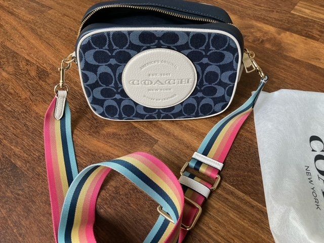 Handtasche Coach Camera Bag In Signature Jacquard with Patch (Neu ...