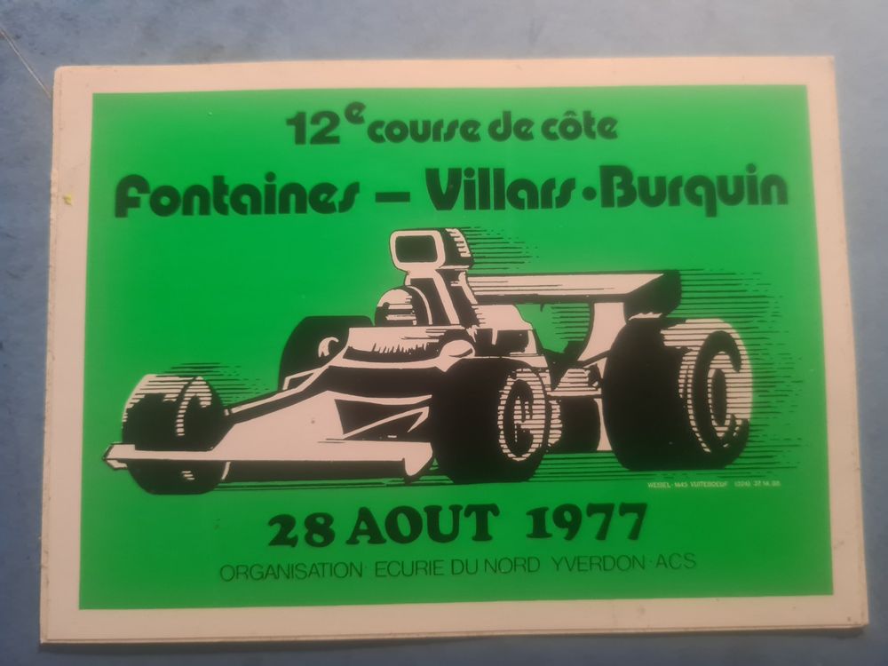 1977 STICKER FONTAINES - VILLARS BURQUIN VINTAGE COLLECTION (Gebraucht ...