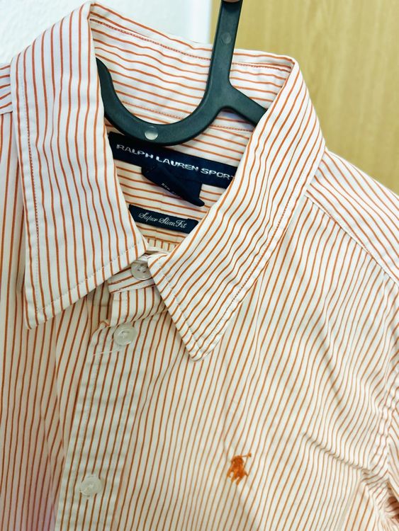Chemise Ralph Lauren, rayé orange corail, Taille S (Neu (gemäss ...