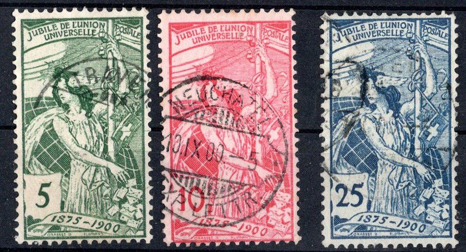 UPU 1900, 25 Jahre Weltpostverein Serie 77-79 A (Gebraucht) in Vilters für CHF 11 – mit ...