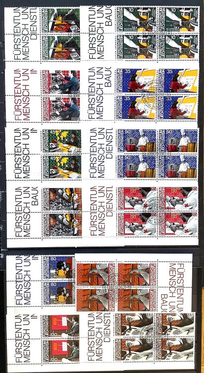 1984 Liechtenstein Mensch und Arbeit Viererblock Satz ET (Neu (gemäss ... 1984 Liechtenstein Mensch und Arbeit Viererblock Satz ET (Neu (gemäss ...