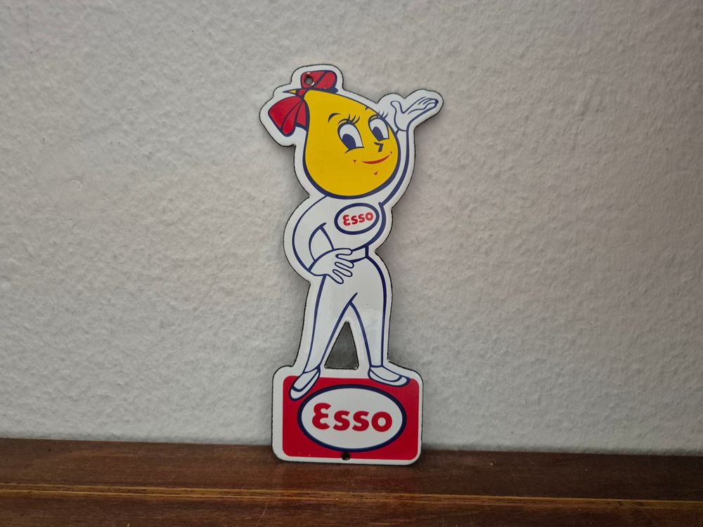 Emailschild Esso Tankstelle Motor Oil Emaille Schild Reklame (Neu ...