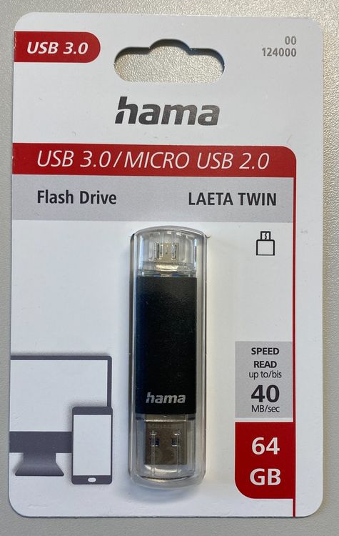 Hama LAETA TWIN 64 GB, USB A, Micro USB, USB 3.0, USB Stick (Neu und ...