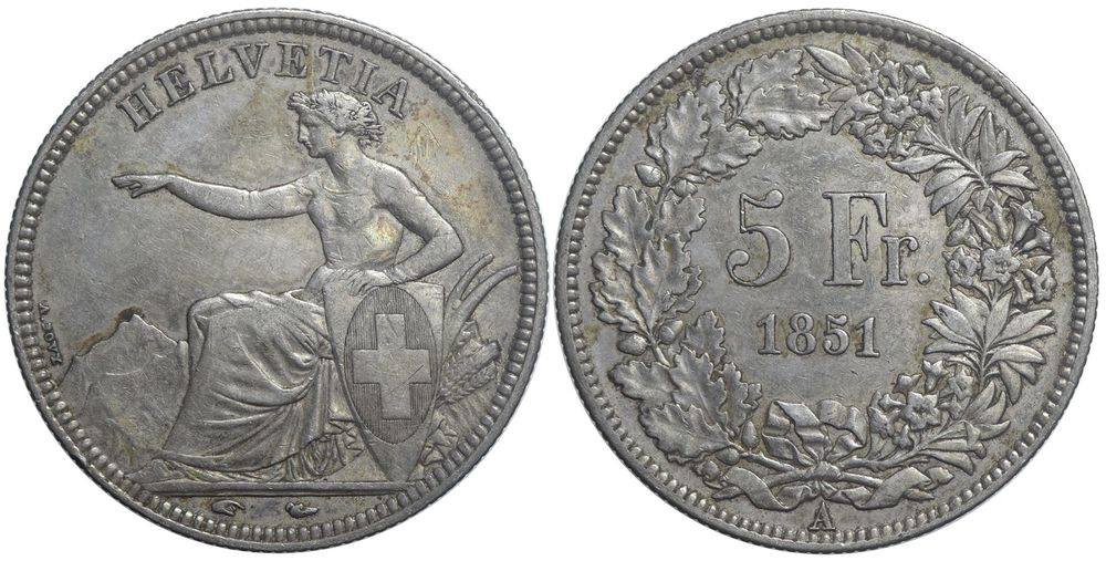 a- 5 Franken 1851 A (014) (Gebraucht) in Chiasso für CHF 450 – mit Lieferung auf Ricardo kaufen