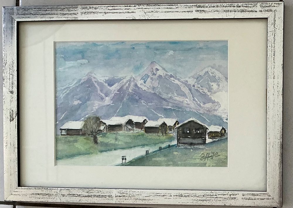 Aquarell Schweizer Bergdorf Winter - Jean-Claude Zuffery (Gebraucht) in Crans-Montana für CHF 35 ...
