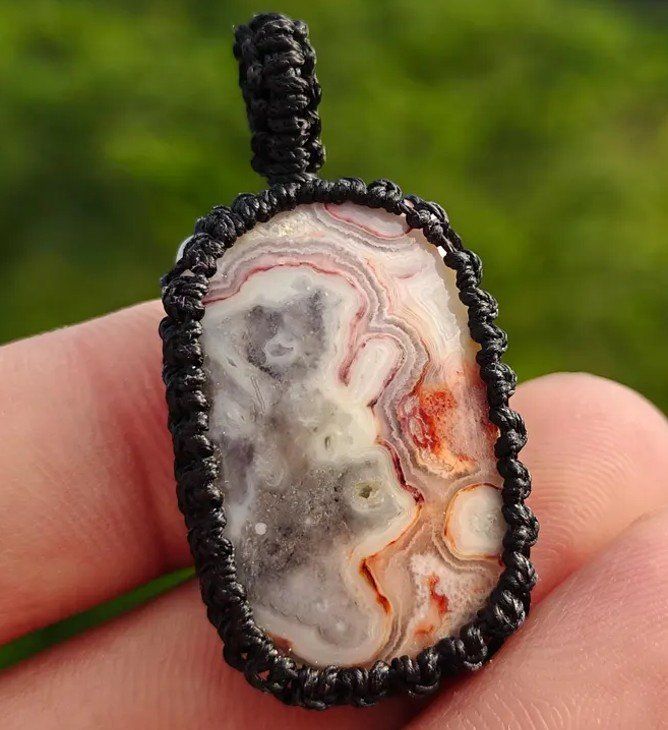 Anhänger L-6444 – Crazy Achat Makramee ca. 3x2cm (Neu und ...