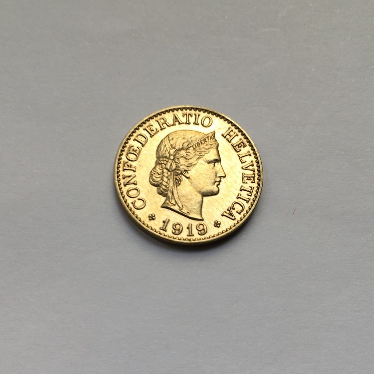 1919 10 Rappen Messing unz mit Patina *RAR* (Gebraucht) in Kirchberg SG für CHF 145 – mit ...