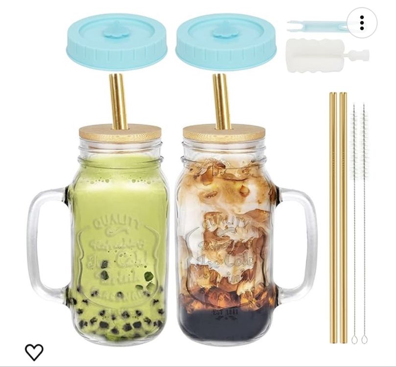 2 Mason Jar Gläser mit Deckel & Strohhalm Set (Neu und originalverpackt ...