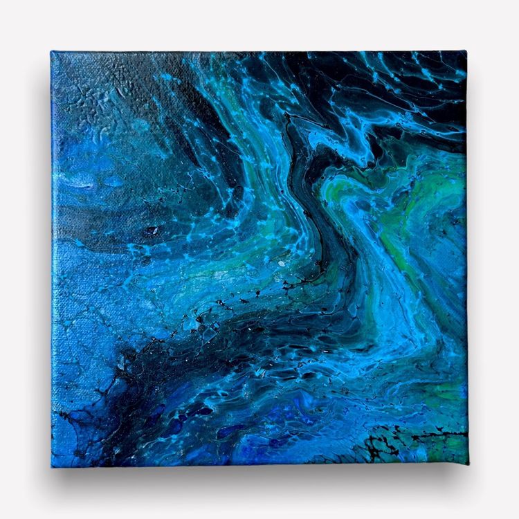 Gemälde 20x20 Blauton abstrakt | Kaufen auf Ricardo