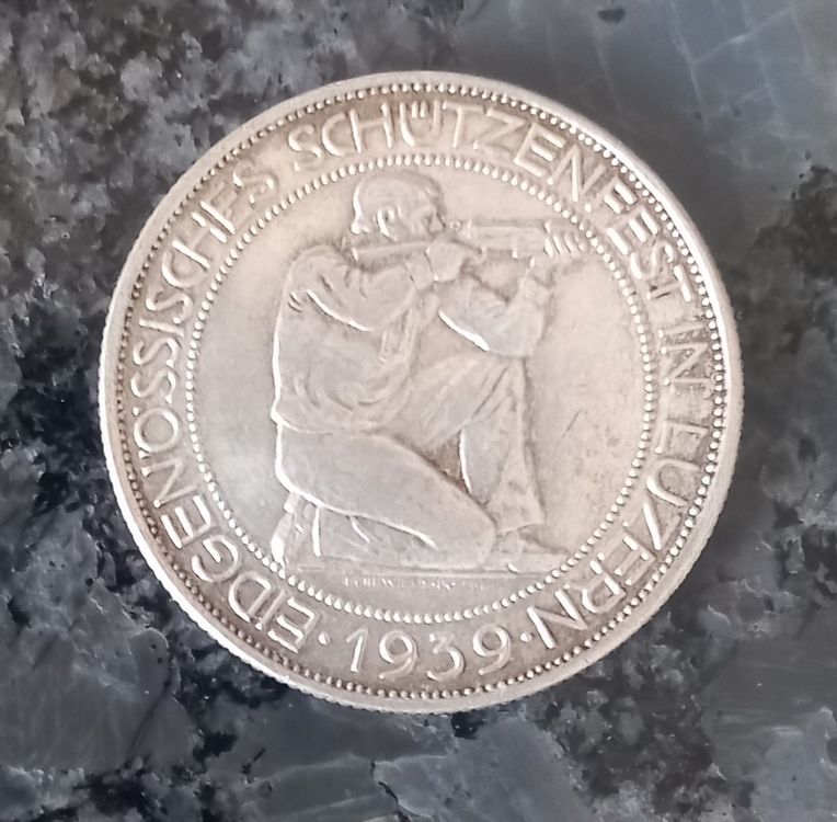 5 Franken 1939, Schützentaler Luzern 1939,Silber 900 Schweiz | Kaufen auf Ricardo