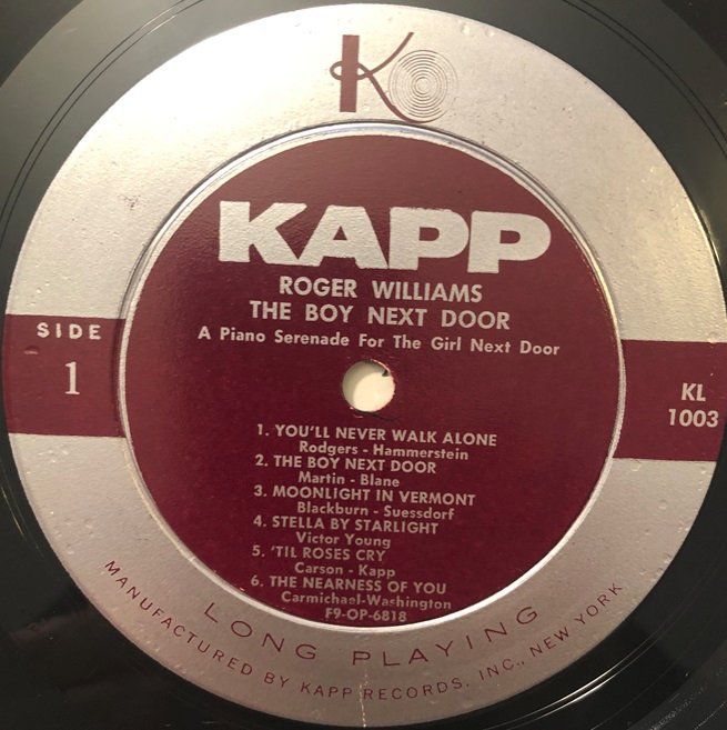 Roger Williams – The boy next door (LP, 1955) (Gebraucht) in Grüningen ...