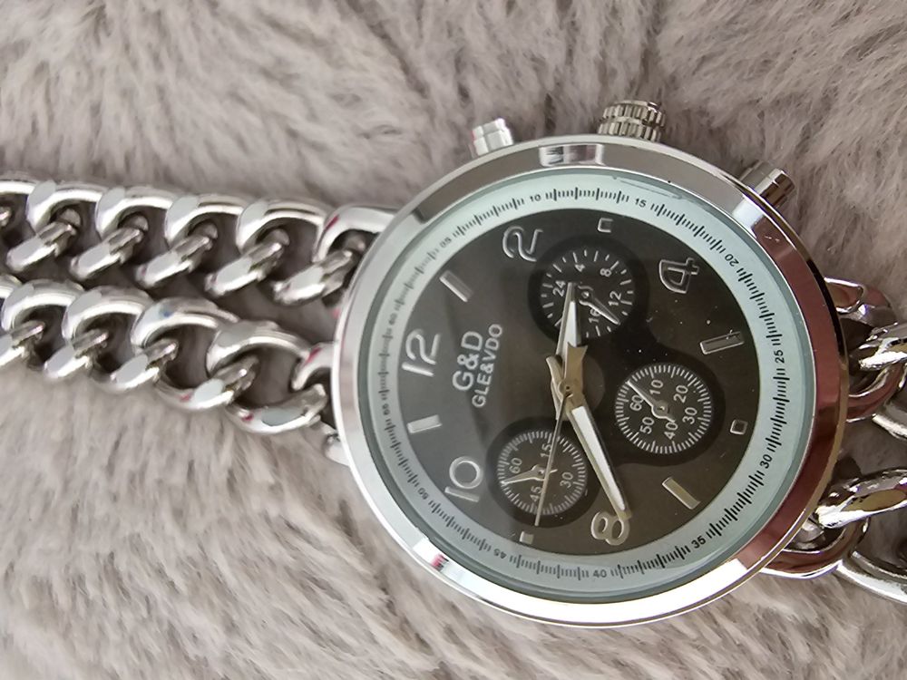 G&D GLE&VDO elegante Damen Uhr silberfarben Gehäuse (Neu (gemäss ...