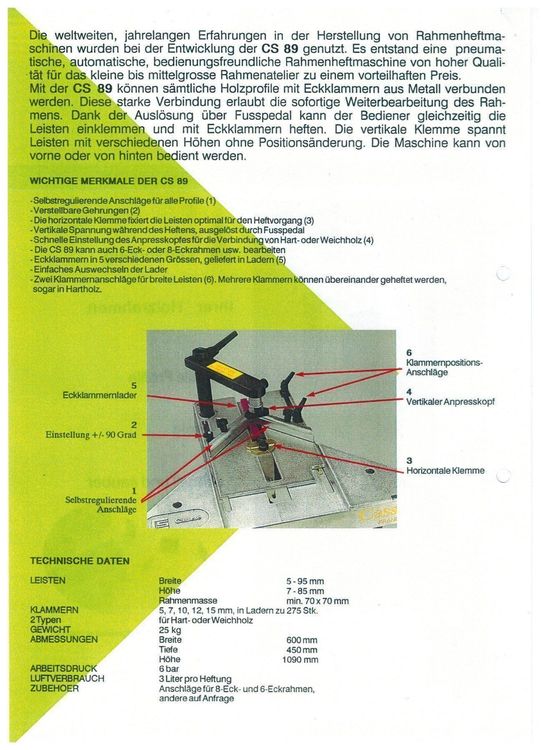 Cassese CS89 - Rahmenheftmaschine pneum. (Gebraucht) in für CHF 1800 ...