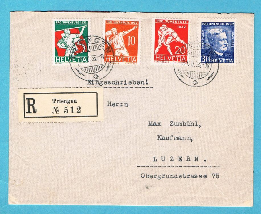 Pro Juventute R-Satzbrief 1932 St Triengen 31.V.33 Letzttag! | Kaufen auf Ricardo