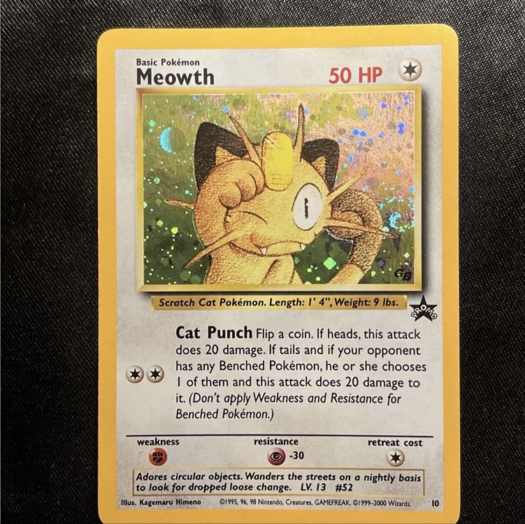 Pokemon: Meowth Promo 10 Black Star GB Game Boy Stamped Holo (Neu ...