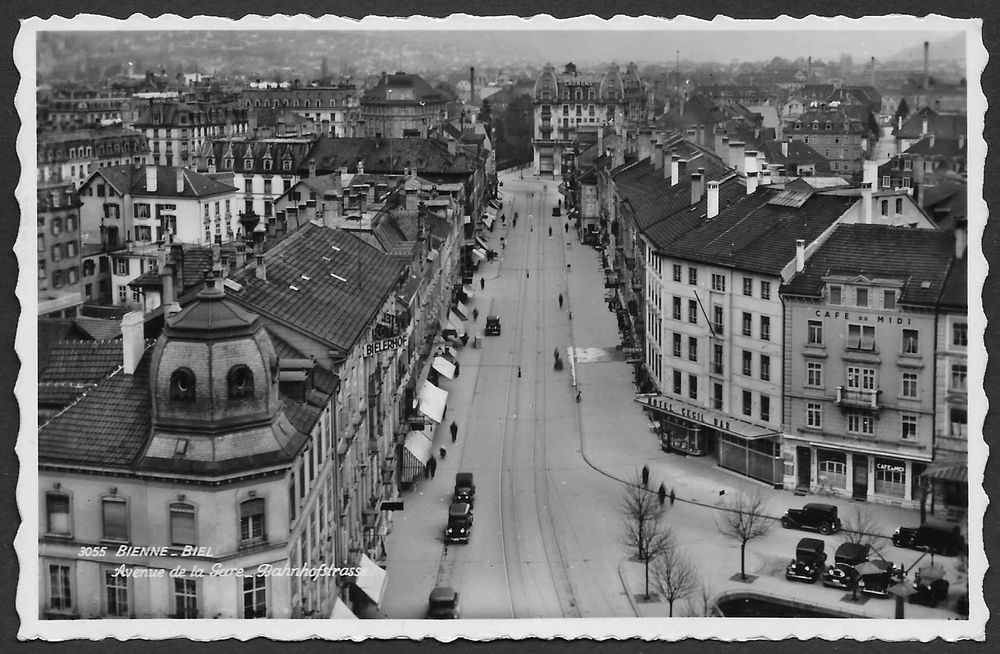 1952: Carte Bienne-Biel Avenue de la Gare--Bahnhofstrasse (Gebraucht ...