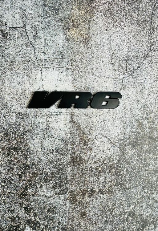 VW VR6 Emblem Schriftzug Logo aus Metall NEU Schwarzmatt | Kaufen auf ...
