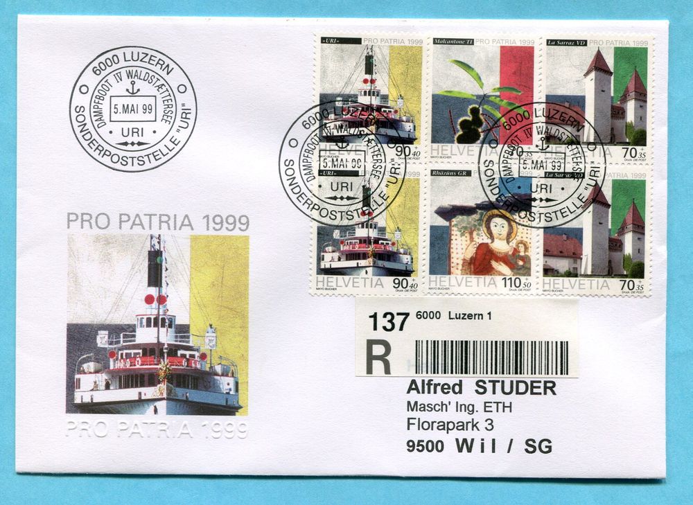 Brief Pro Patria 1999, gest. Luzern Dampfboot Waldstättersee | Kaufen auf Ricardo