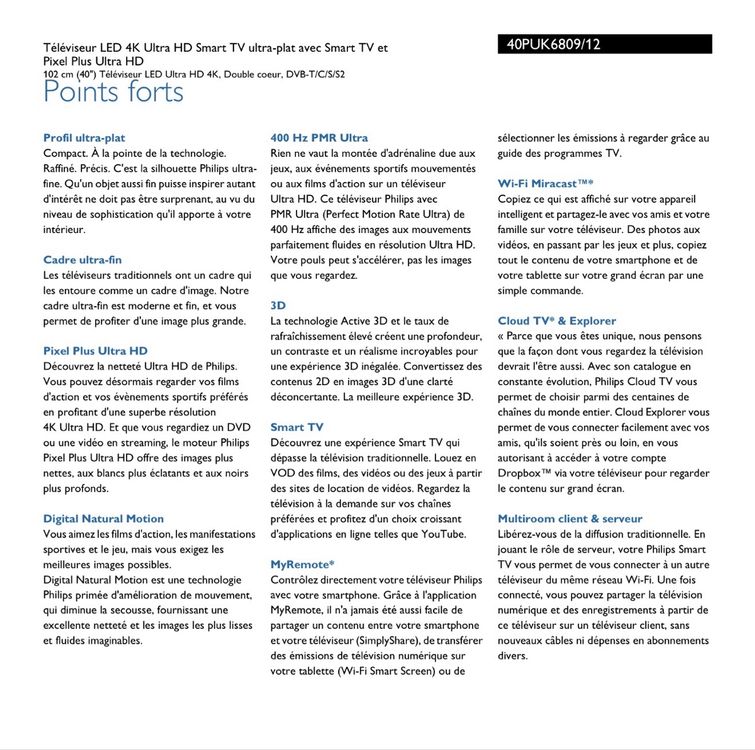 Philips 6800 series 40” Téléviseur LED 4K Ultra HD Smart TV (Gebraucht ...