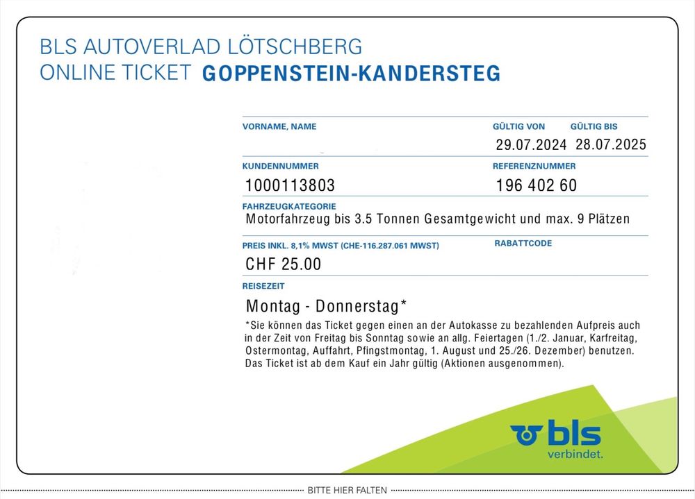 BLS AUTOVERLAD LÖTSCHBERG VON GOPPENSTEIN NACH KANDERSTEG (Neu (gemäss ...