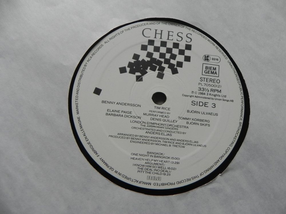 Doppel LP Musical Chess 1984 Schach von Benny & Björn - ABBA (Gebraucht ...