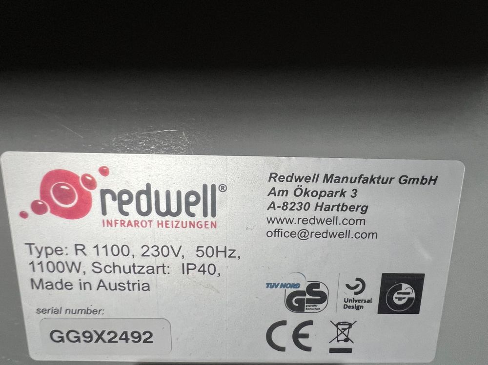Infrarotheizung redwell R1100 (Gebraucht) in Altstätten SG für CHF 179 ...