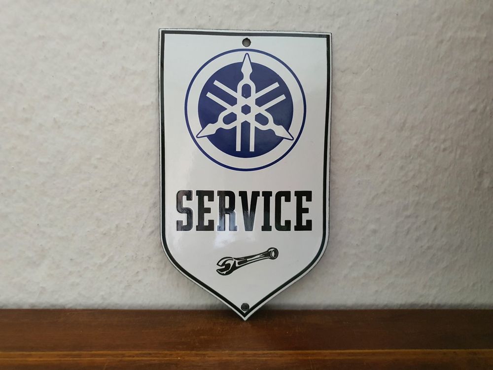 Emailschild Yamaha Service Motorcycles Logo Emaille Schild (Neu (gemäss ...