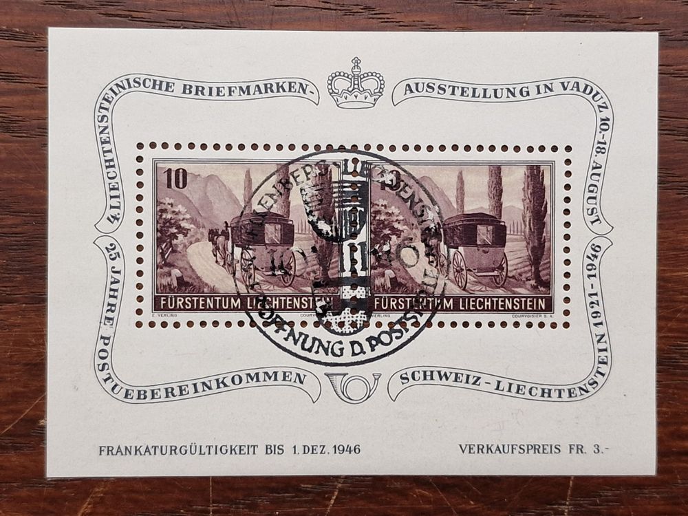 FL 1946 Postkutschenblock 4, ET Sonderstempel Schellenberg (Gebraucht ...