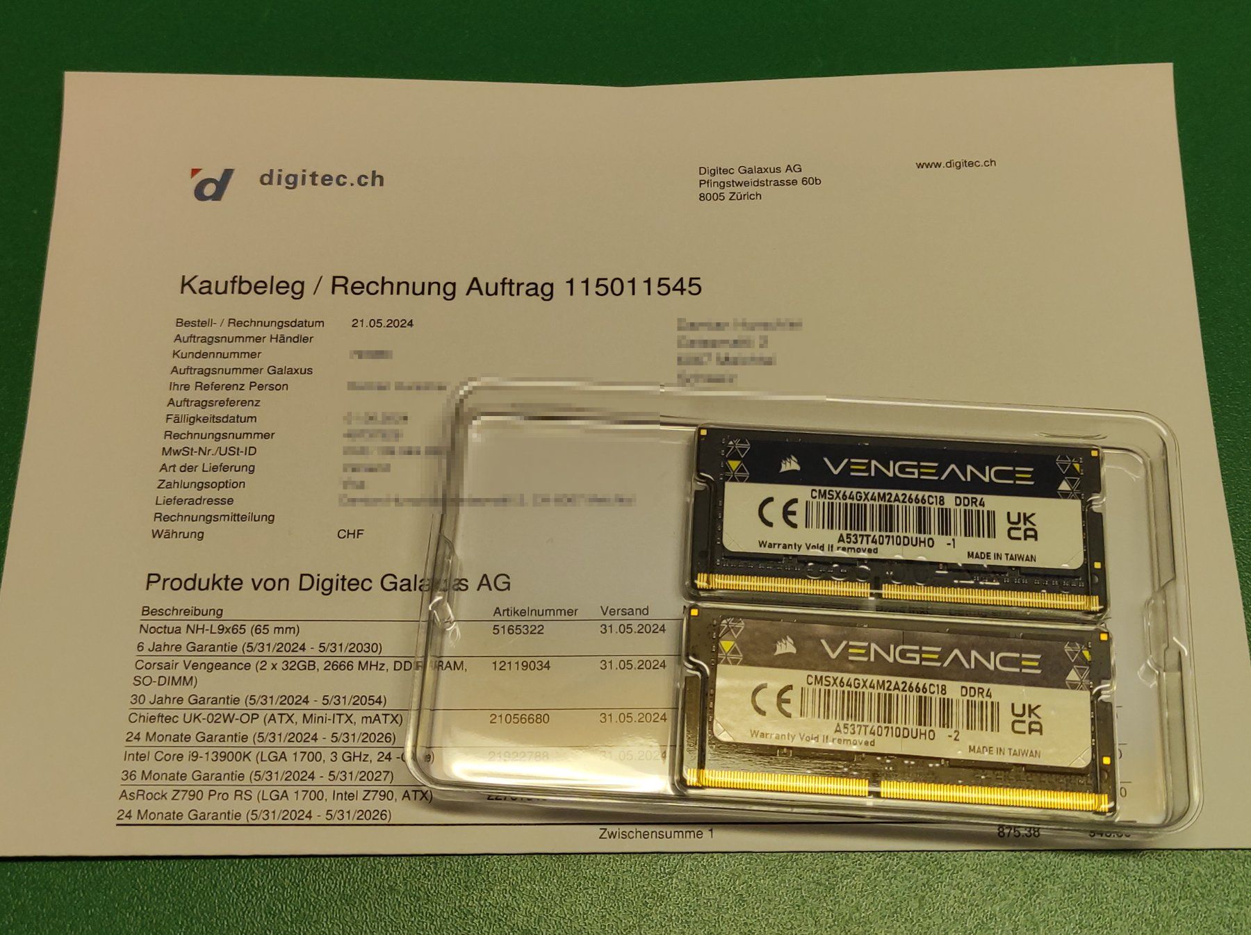 Corsair Vengeance DDR4 64GB, 2x32GB, 2666MHz - SO-DIMM (Gebraucht) in ...