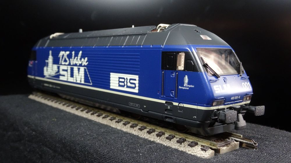 Hag 185, BLS, Re 4/4 465 blau, 125 Jahre SLM, Vitrine (Neu (gemäss ...