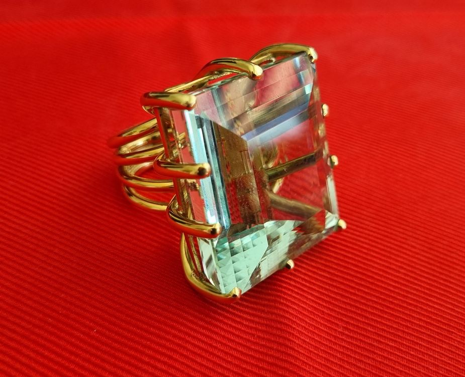 Ring 'Gold with Rectangular Light Blue Jewel' (Gebraucht) in Zürich für ...