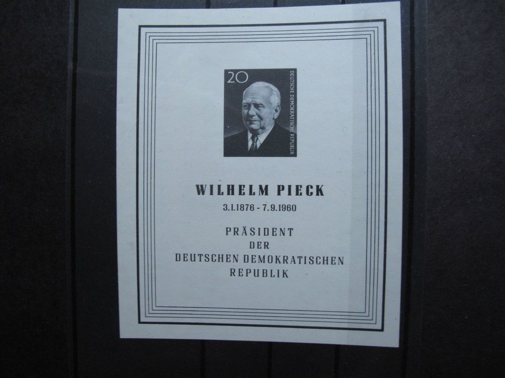 DDR 1960 Wilhelm Pieck Block 16 ** (Gebraucht) in Wil SG für CHF 1 ...