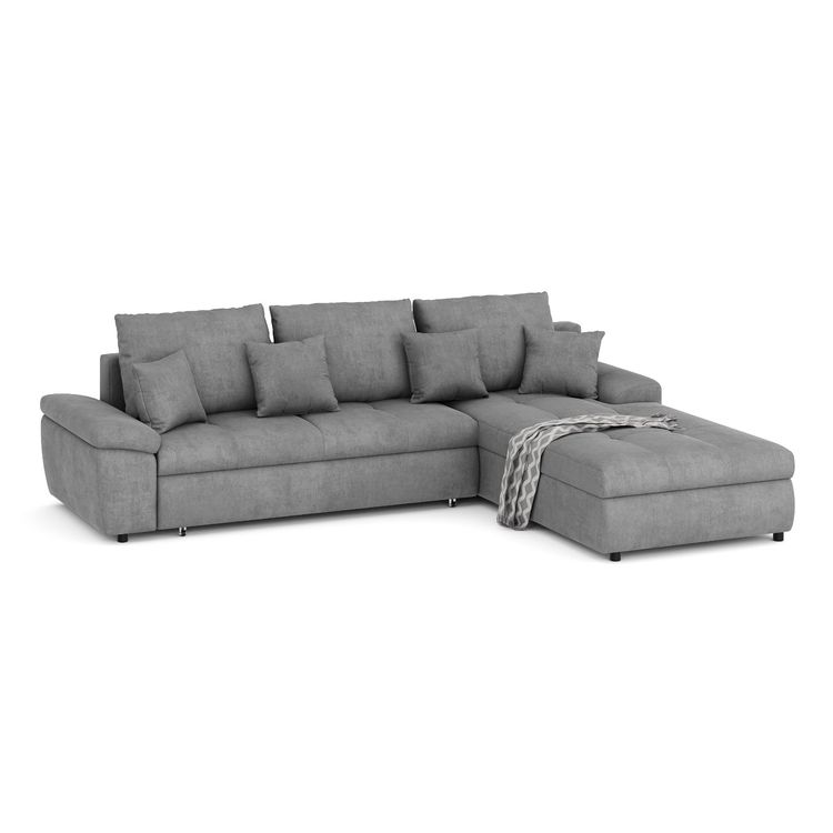 Elegantes Eckcouch Schlaffunktion Grau Fotos