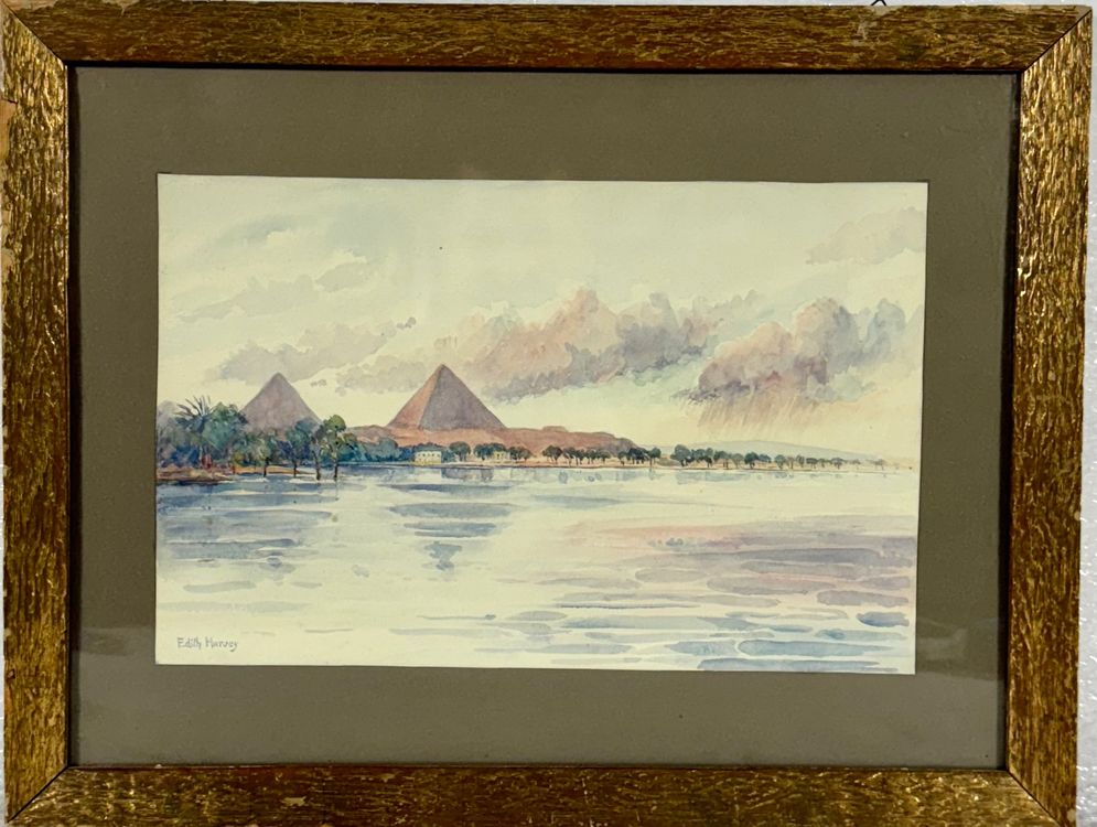 Wüstenlandschaft Aquarell Signiert Edith Harvey (Gebraucht) in Root für ...