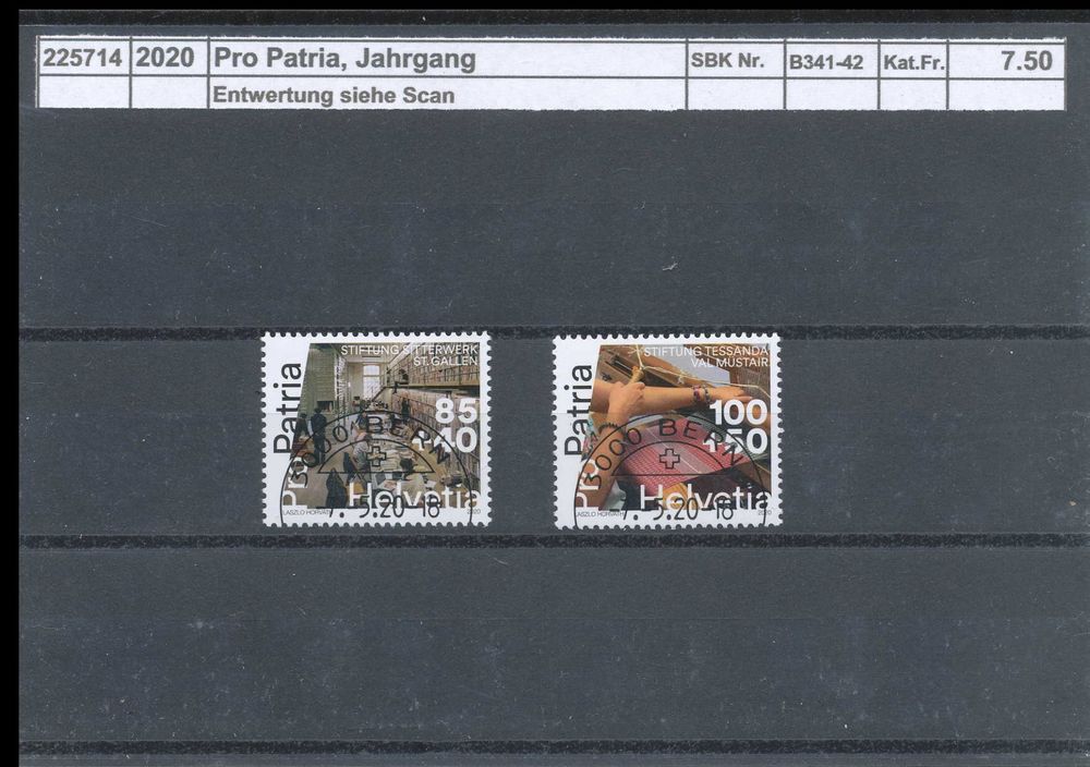 2020 Pro Patria, Jahrgang gestempelt | Kaufen auf Ricardo