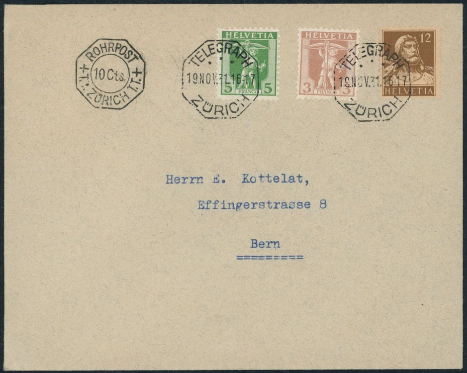 1931 - Rohrpost - Tellknabe - Tellbrustbild - Brief - MiF (Gebraucht) in Schindellegi für CHF ...