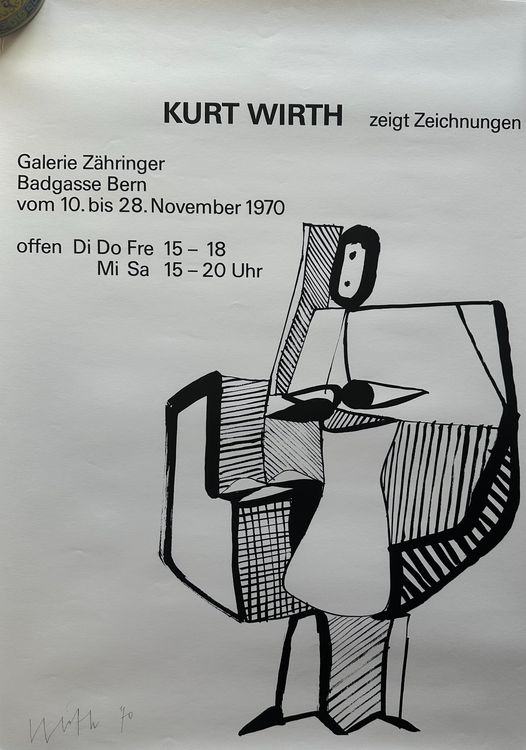Kurt Wirth Ausstellungsplakat, Galerie Zähringer, Bern (Neu (gemäss Beschreibung)) in Weesen für ...