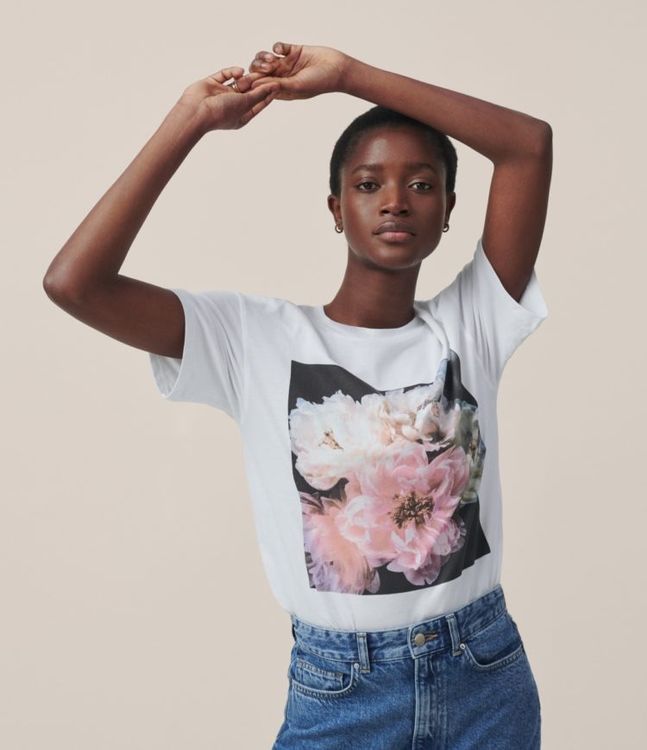 H&M x Helena Christensen Blumen T-shirt Damen weiß Baumwolle (Gebraucht) in Frauenfeld für CHF ...