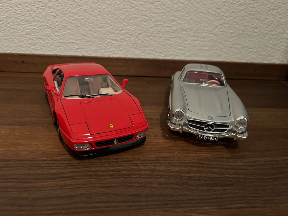 Ferrari 384 tb und Mercedes 300 SL Modellauto 1:18 Burago (Gebraucht ...