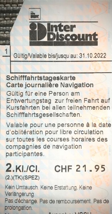 Schifffahrt- Tageskarte Interdiscount (Neu (gemäss Beschreibung)) in Aarau für CHF 20.9 – mit ...
