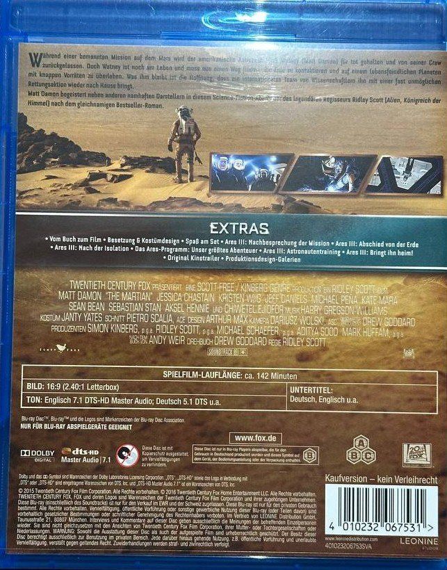 Der Marsianer - Rettet Mark Watney! Blu-Ray, Top Zustand (Gebraucht) in ...