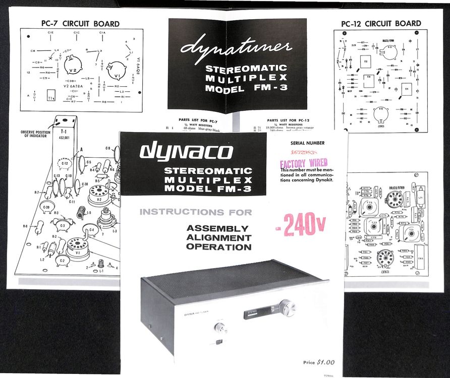 Dynaco STEREOMATIC MULTIPLEX MODEL FM-3 Instruction Brochure (Neu ...