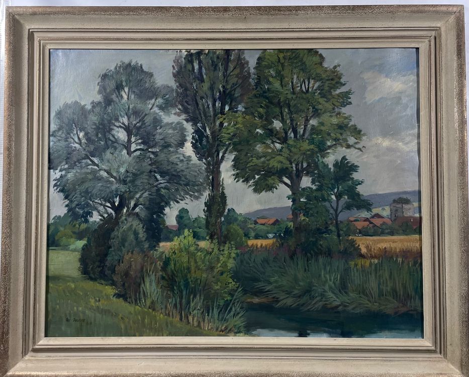 Grosses Landschaft mit Fluss Gemälde unleserlich Signiert (Gebraucht) in Root für CHF 19 – nur ...