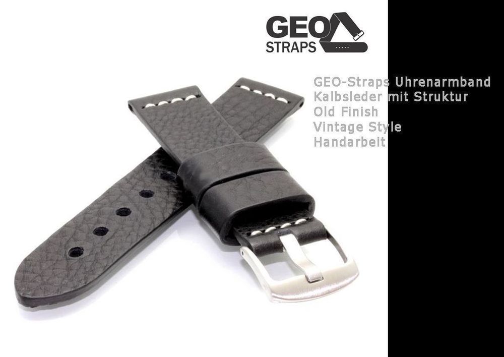 GEO-Straps Old Finish K-leder 22mm sw | Kaufen auf Ricardo