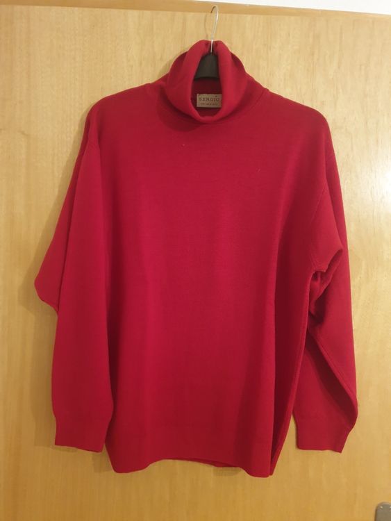 Pull à col roulé, L, Sergio, rouge, merinos 100%,comme neuf (Gebraucht ...